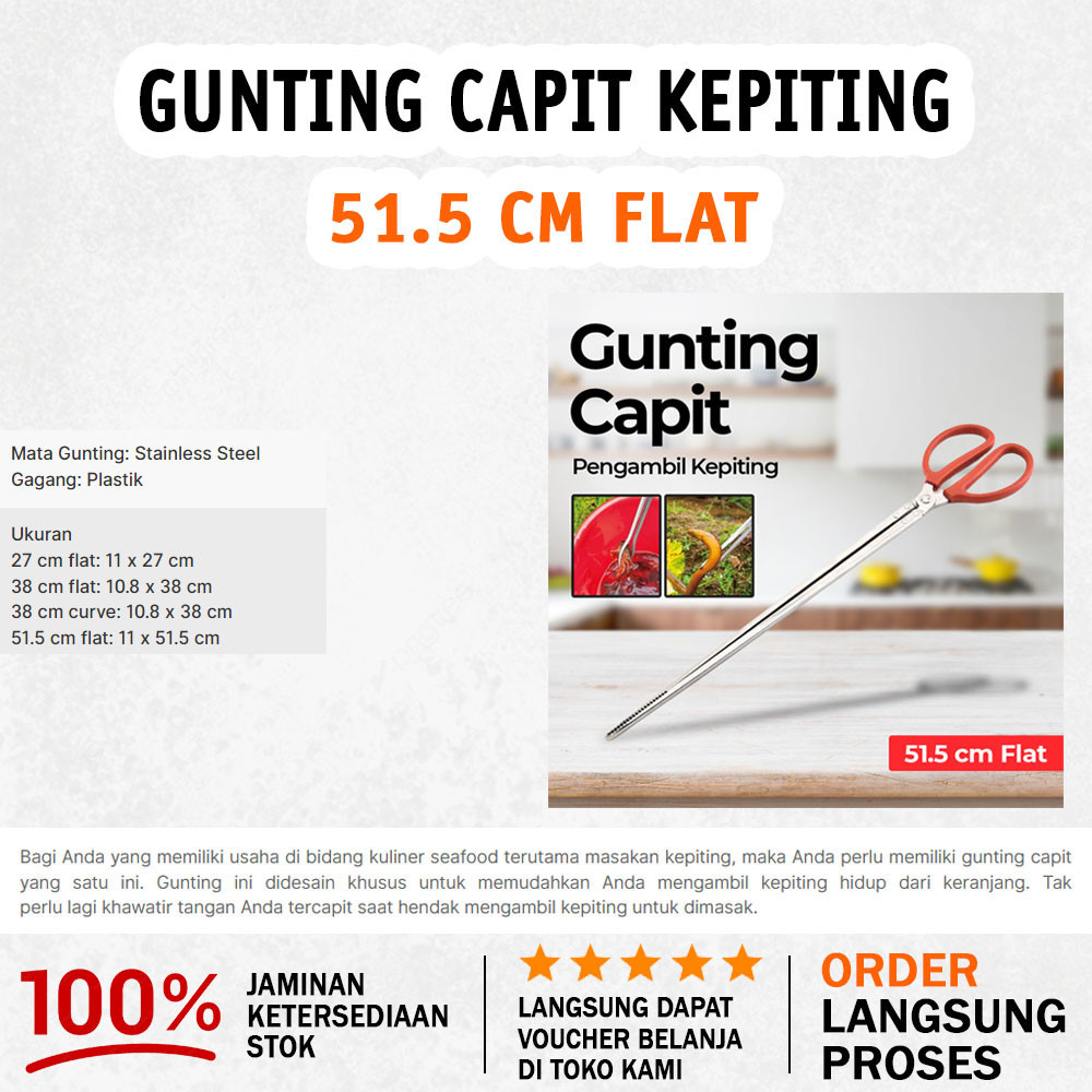 Jual Tang Gunting Capit Pengambil Kepiting | Stainless Steel 52cm Flat ...