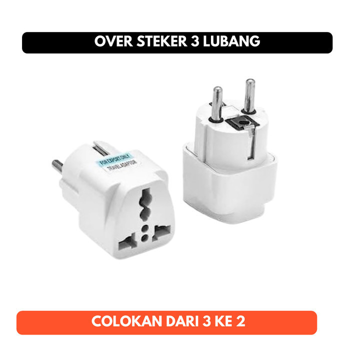 Jual Adapter Colokan Kaki 3 Steker 3 ke 2 Sambungan Charger Stop Kontak ...