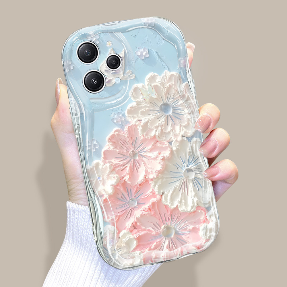 Jual Xiaomi Redmi 12 Untuk Hp Casing Softcase Blue White Flowers ...