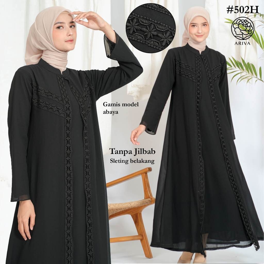 Jual Gamis TALITHA Abaya Brukat Hitam 502 - Gamis Muslim Wanita - Gamis Lebaran Hitam / Umroh by ...