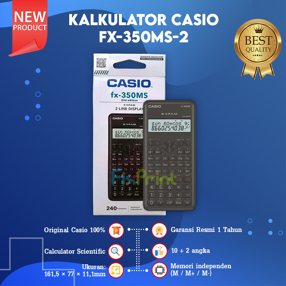 Jual Casio FX-350MS 2 Calculator Scientific Kalkulator Ilmiah Standar New | Shopee Indonesia