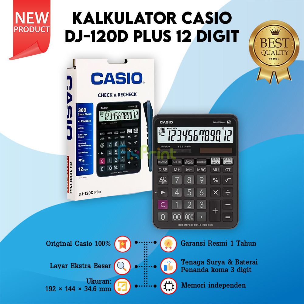 Jual Kalkulator Casio DJ-120D Desktop Calculator Plus 12 Digit New ...