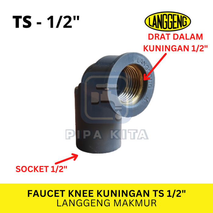 Jual Faucet Knee Kuningan Ts 1/2 Inch Langgeng Pvc Kdd Elbow Drat Dalam Dim | Shopee Indonesia