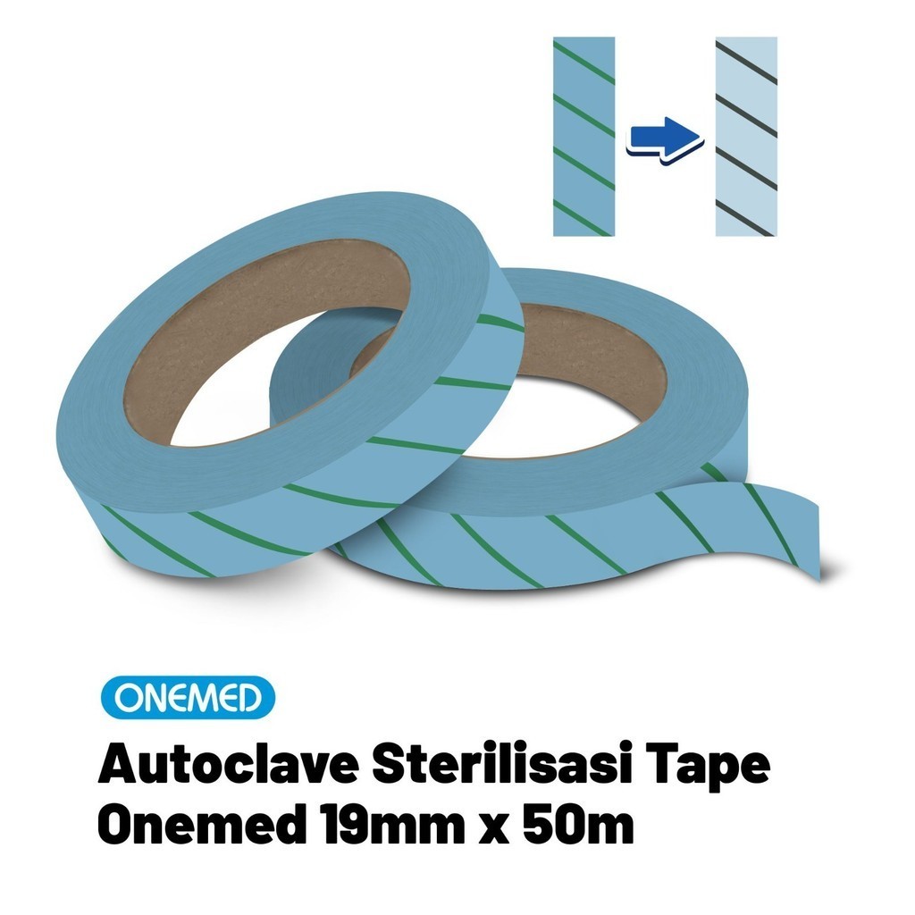Jual ONEMED AutoClave Tape 19 MM X 50 M Biru OJ | Shopee Indonesia