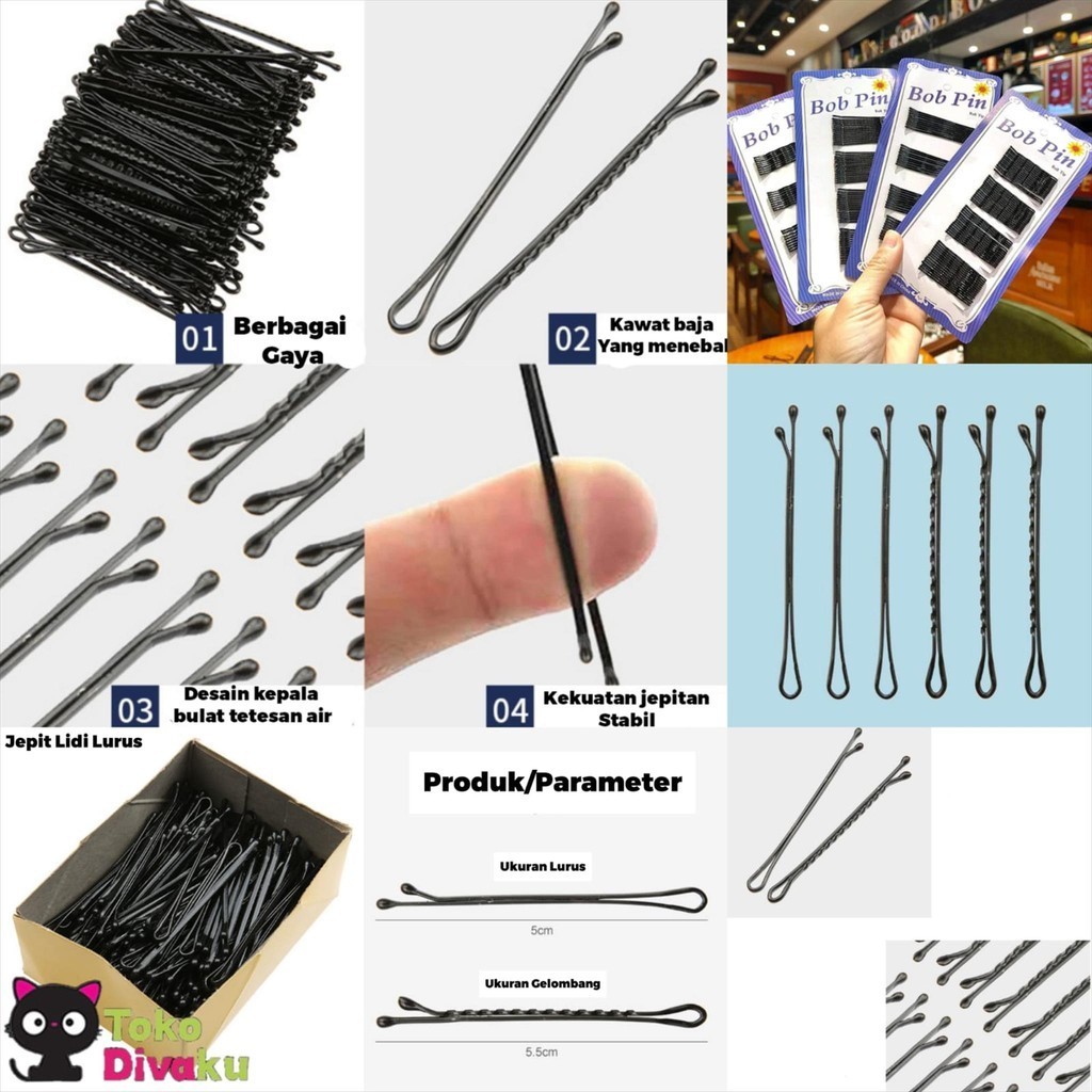 Jual JEPIT RAMBUT LIDI HITAM BOB PIN / JEPIT PONI / JEPIT SANGGUL ...
