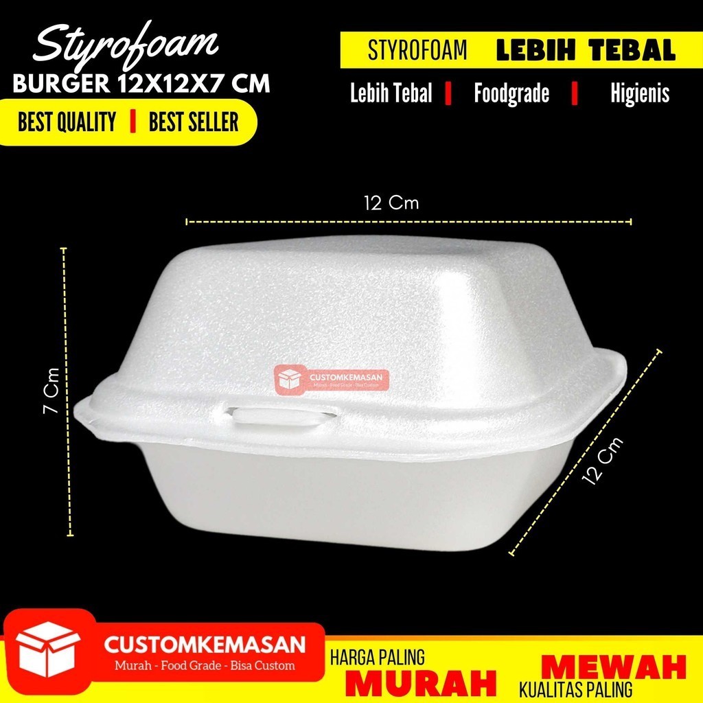 Jual Styrofoam Burger / Styrofoam 12x12x7 Cm / Sterofoam Makanan ...
