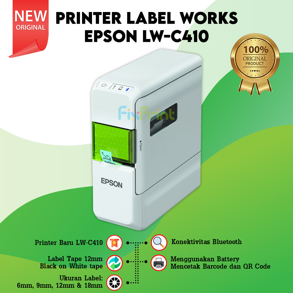 Jual Epson LabelWorks LW-C410 LWC410 LW C410 Portable Sticker Label ...