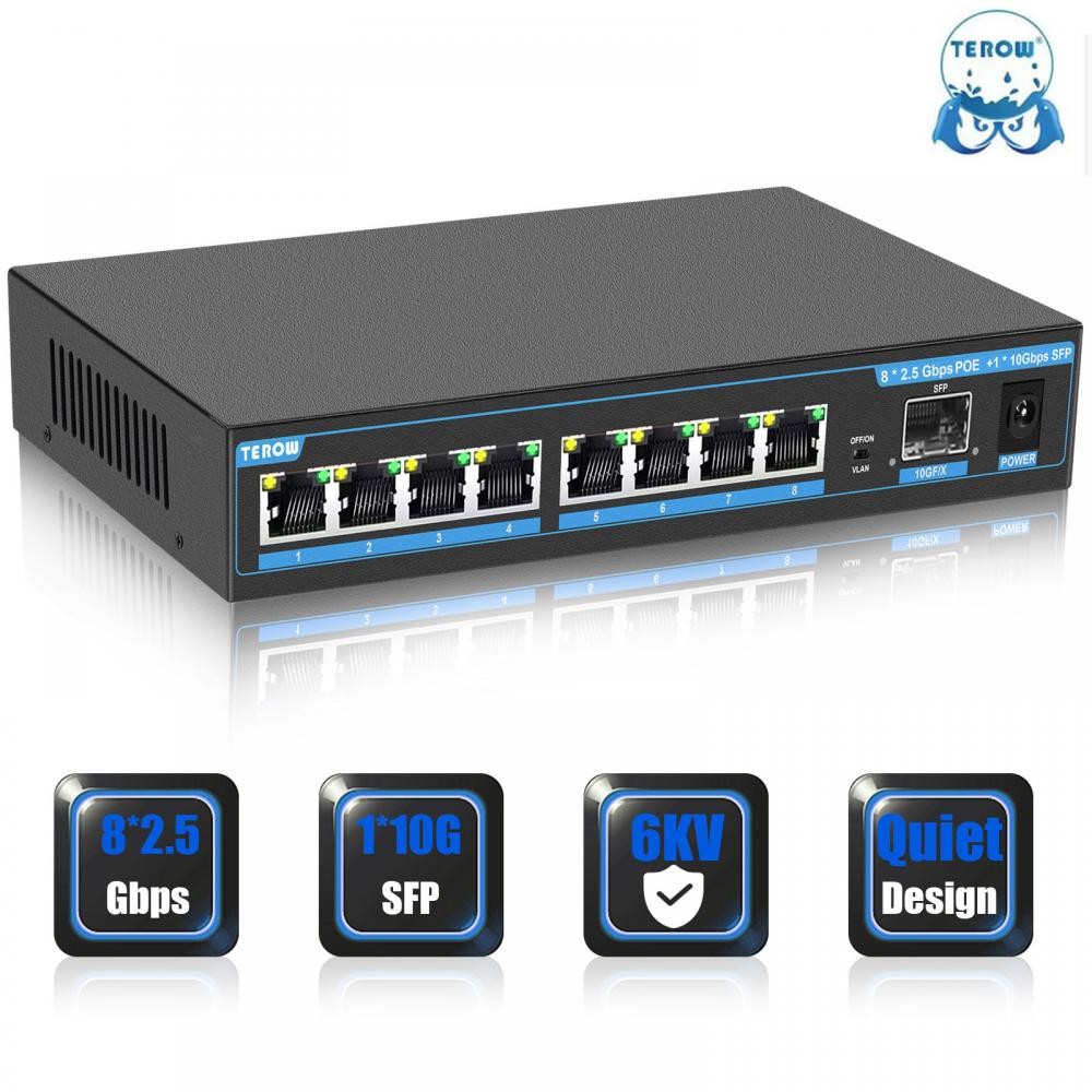 Jual TEROW 2.5 Gigabit Switch 8 Port 2.5G POE Switch +1 Port 10G SFP ...