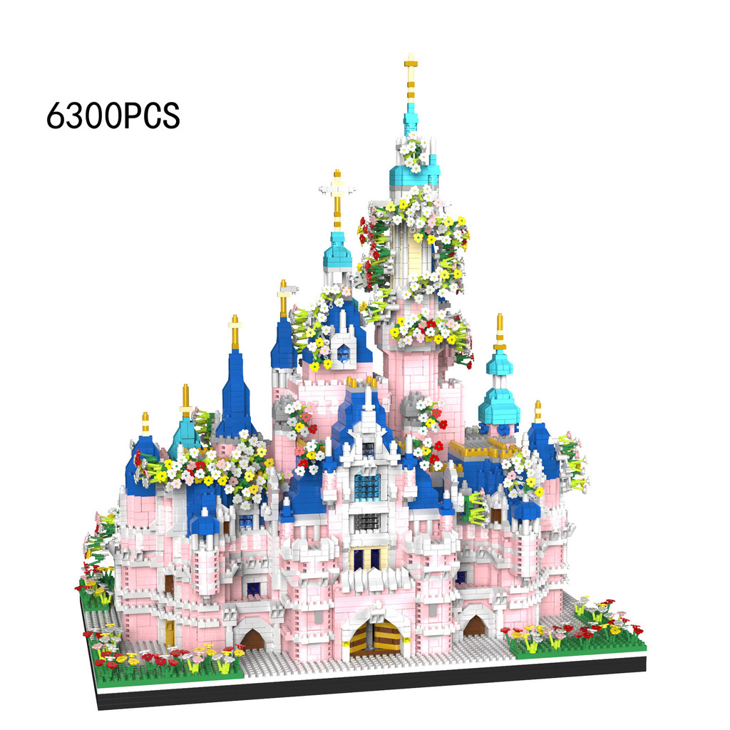 Jual Creative Fairy Tale World Park Micro Diamond Block Flowers Pink ...