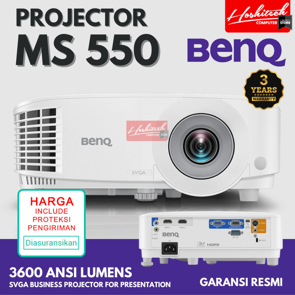 Jual PROYEKTOR BENQ MS550 3600 LUMENS HDMI SVGA PROJECTOR RESMI 3TH | Shopee Indonesia