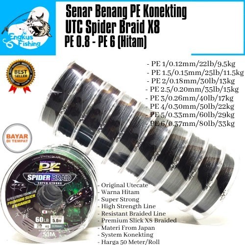 Jual promosi toko Senar Benang PE UTC Spider Braid X8 Braid (PE 0.8-PE ...