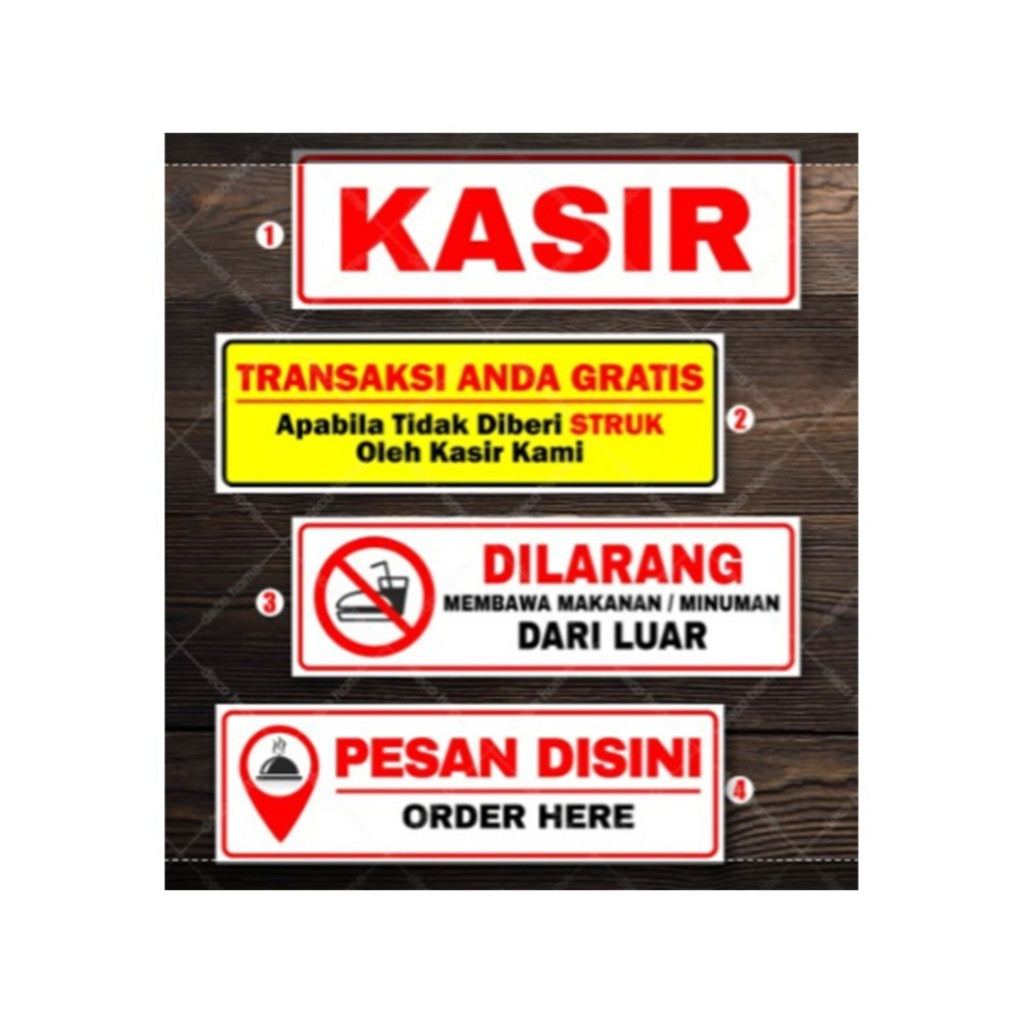 Jual STICKER KASIR, TRANSAKSI GRATIS, DILARANG MEMBAWA MAKANAN, PESAN ...