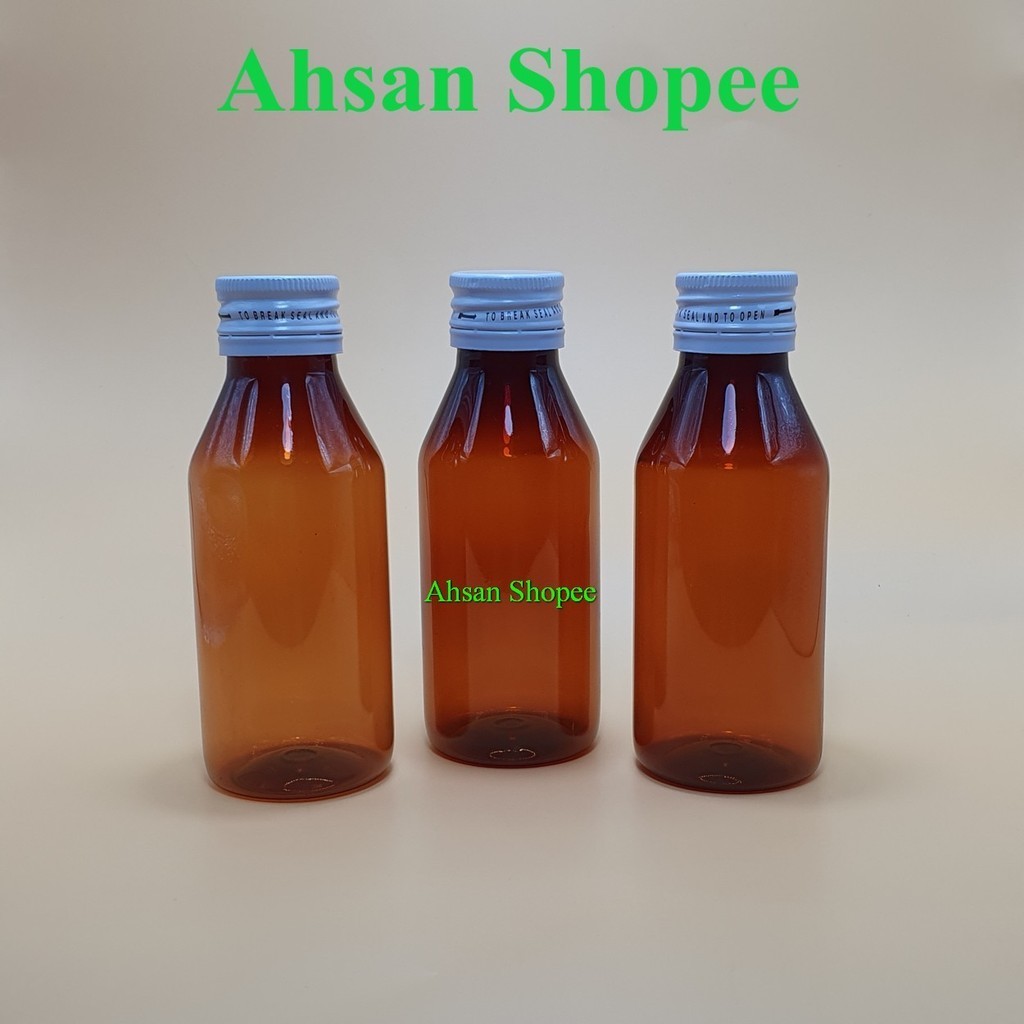 Jual Botol Sirup Obat 120 Ml Coklat Pet Tutup Alu Ulir / Plastik / Botol Tutup Alumunium / Botol ...