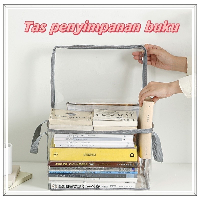 Jual Tas Penyimpanan Buku Transparan Kantong Lipat Organizer Tahan Debu ...