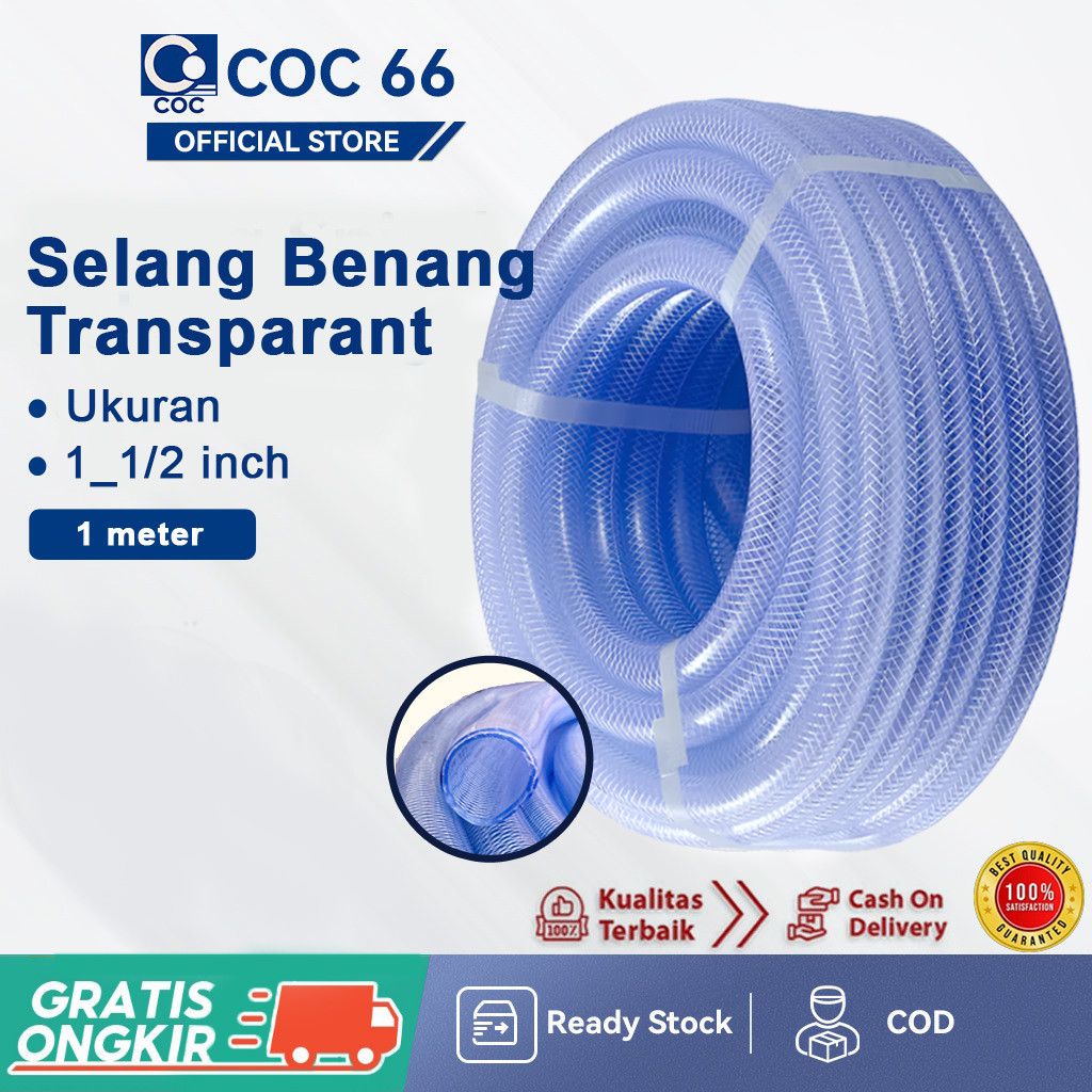 Jual Selang Air Permeter 1 1/2 Inch Transparan Super Tebal 5mm Serat Benang Anyam High Quality ...