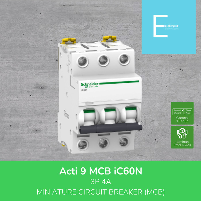 Jual Schneider Electric Acti 9 MCB iC60N - Kurva C - 3P 4A - A9F74304 | Shopee Indonesia