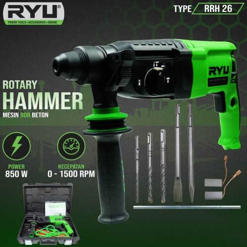 Jual Mesin Bor Beton SDS Tembok Hammer 3 Fungsi Rotary Hammer RYU RRH26 ORIGINAL | Shopee Indonesia