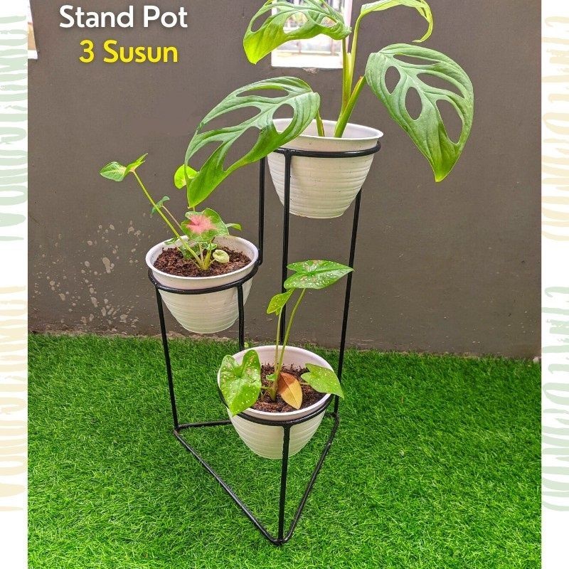 Jual RAK POT BUNGA SUSUN 3 ALAS SEGITIGA/ STANDING POT TANAMAN HIAS RAK ...