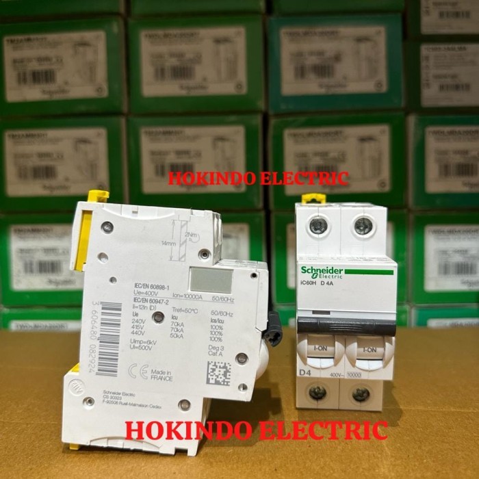 Jual MCB SCHNEIDER iC60H 2P 4A KURVA D / 2P 4A 10KA SCHNEIDER A9F85204 ASLI | Shopee Indonesia
