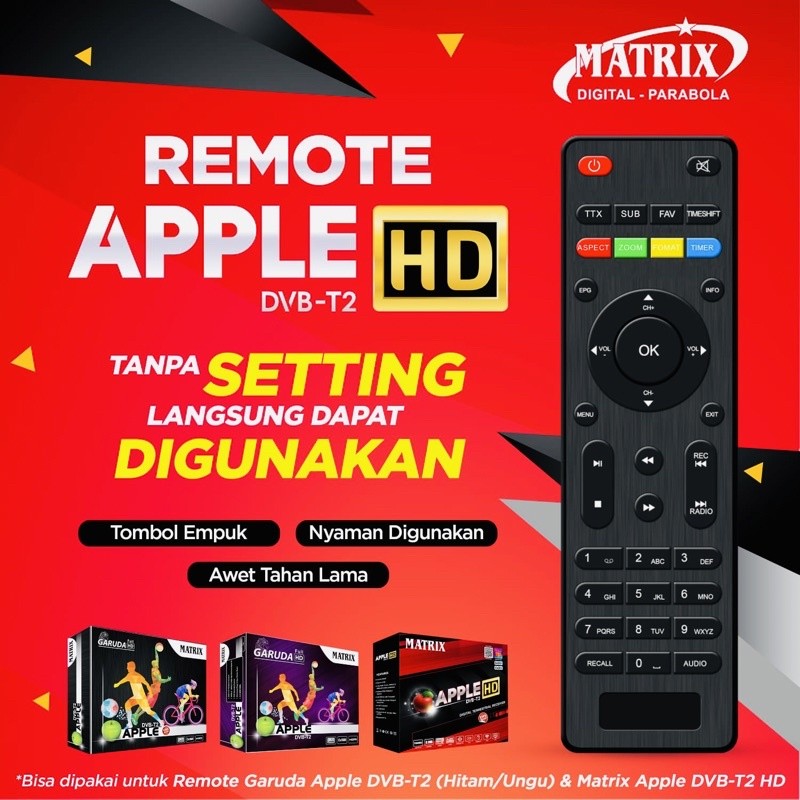 Jual REMOTE SET TOP BOX MATRIX APPLE MERAH DVB T2 | Shopee Indonesia