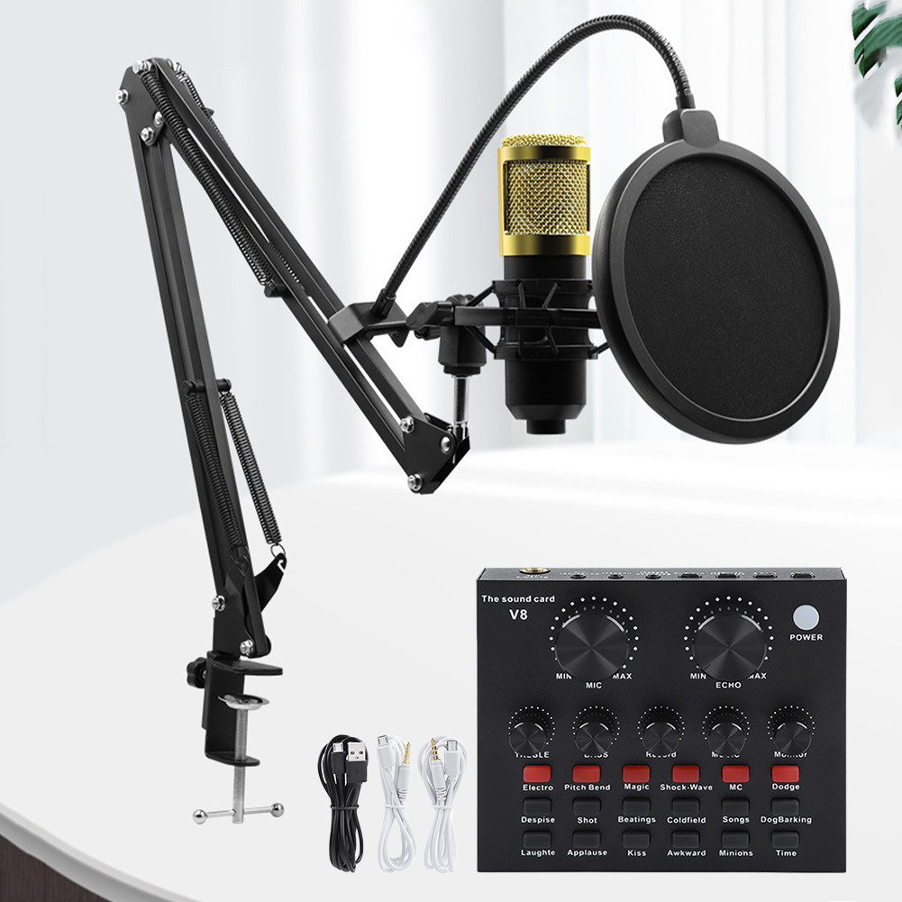 Jual Soundcard V8 PAKET MICROPHONE Mic Condenser BM 800 + SOUNDCARD V8 Live Streaming Recording ...