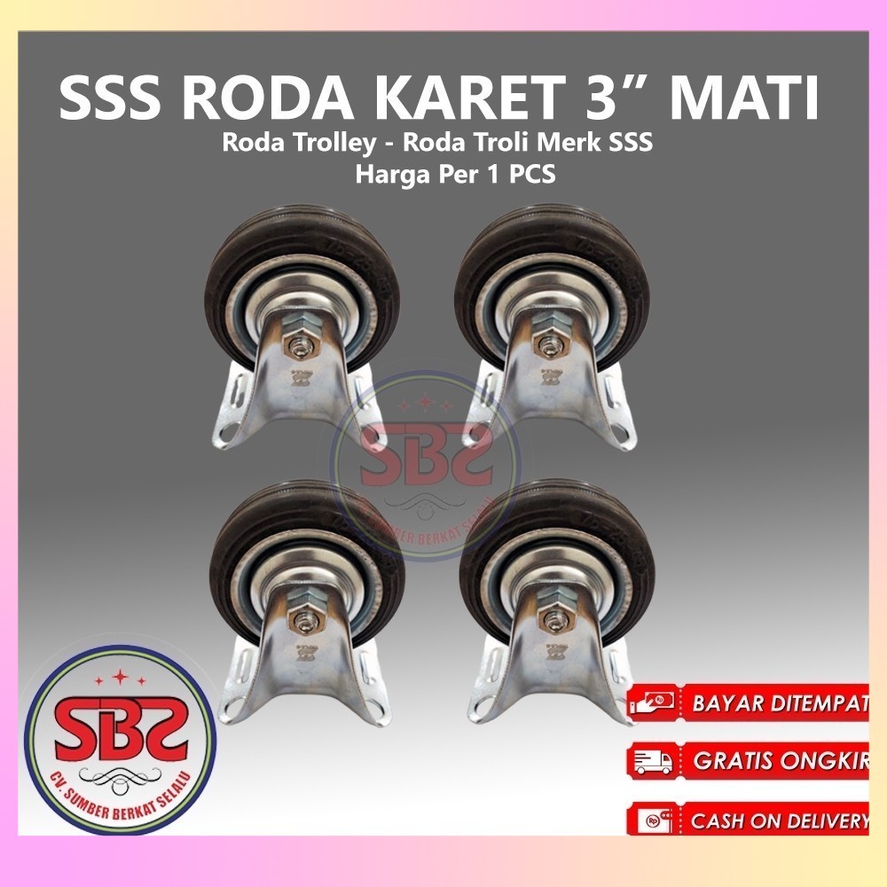 Jual SSS Roda Karet 3inch 3" Mati - Roda Karet SSS /Roda Karet Triple S ...