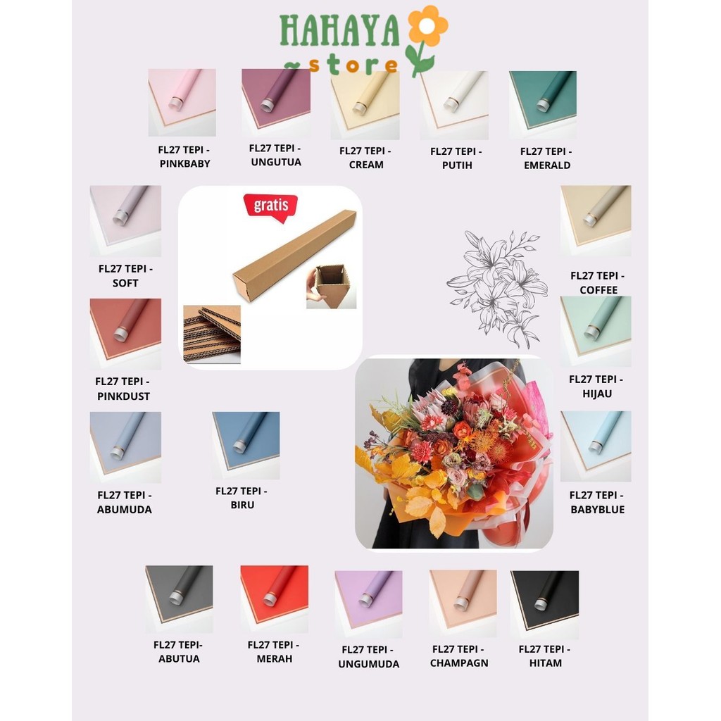Jual HAHAYA - (5 LEMBAR) - FL27 TEPI Kertas Bunga Paper Buket Motif Lis ...