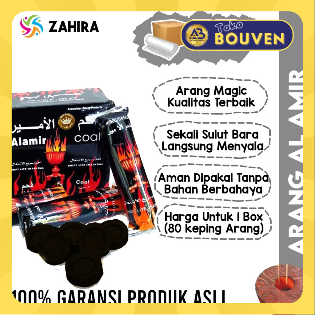 Jual ARANG Magic AL RAHAL Charcoal (1 BOX) Isi 8 Roll | ARENG Magic AL ...