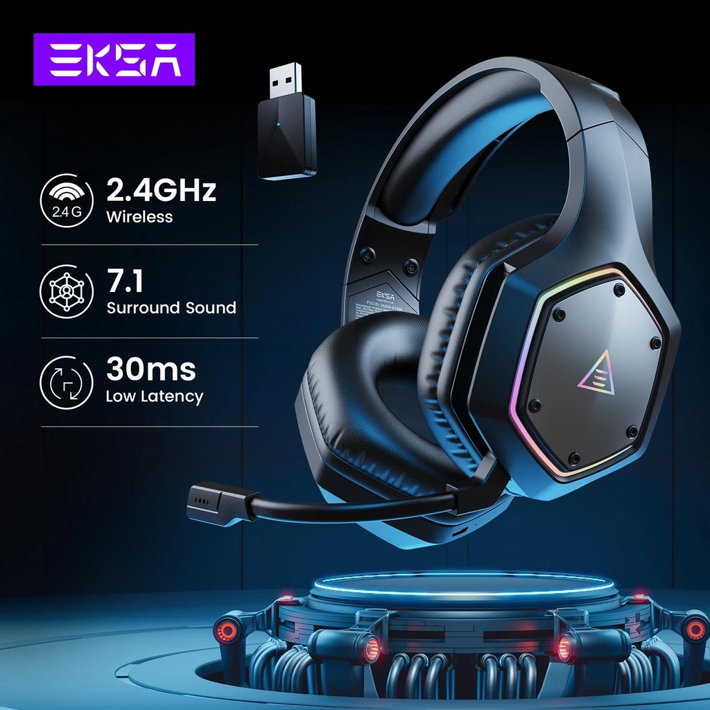 Jual EKSA 2.4GHz Wireless Headphones E1000 WT 7.1 Surround Wired Gaming Headset Gamer with ENC ...