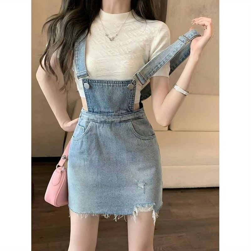 Jual Gaun Overall Jeans Biru Wanita | Shopee Indonesia