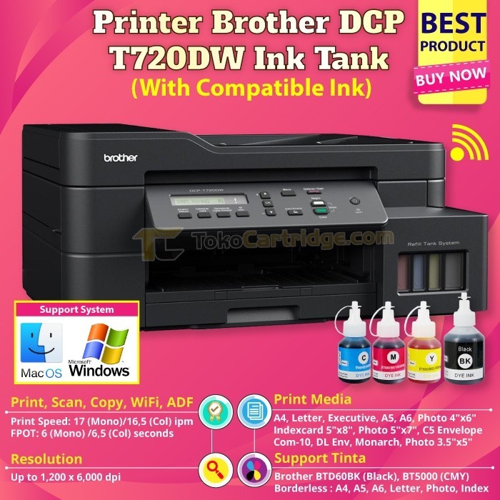 Jual Printer Brother DCP-T720DW DCP T720dw Wireless Inkjet All-In-One (Print, Scan, Copy, WiFi ...