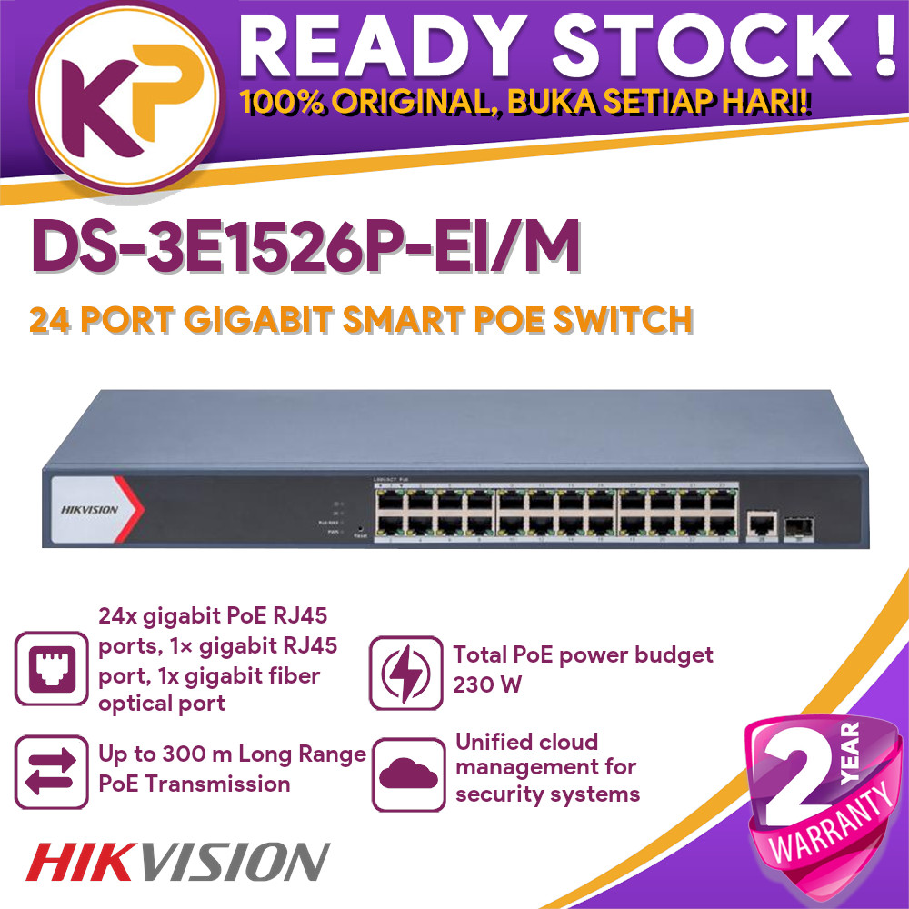 Jual HIKVISION DS-3E1526P-EI/M 24 PORT GIGABIT SMART 230W POE SWITCH ...