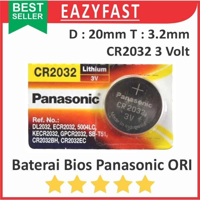Jual Baterai BIOS CMOS CR2032 Original Panasonic CR 2032 3V Kancing ...