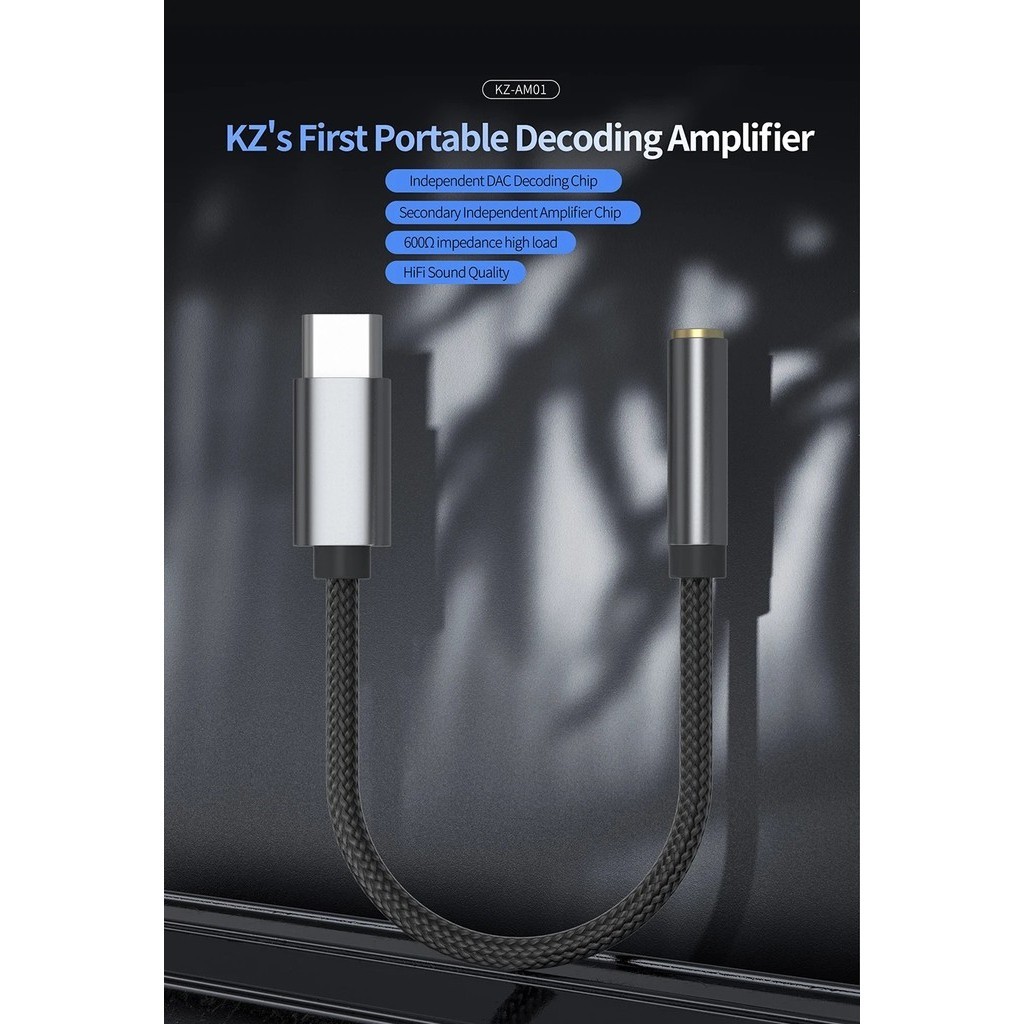 Jual KZ AM01 Portable Adaptor Type C to 3.5mm Decoding Amplifier DAC ...