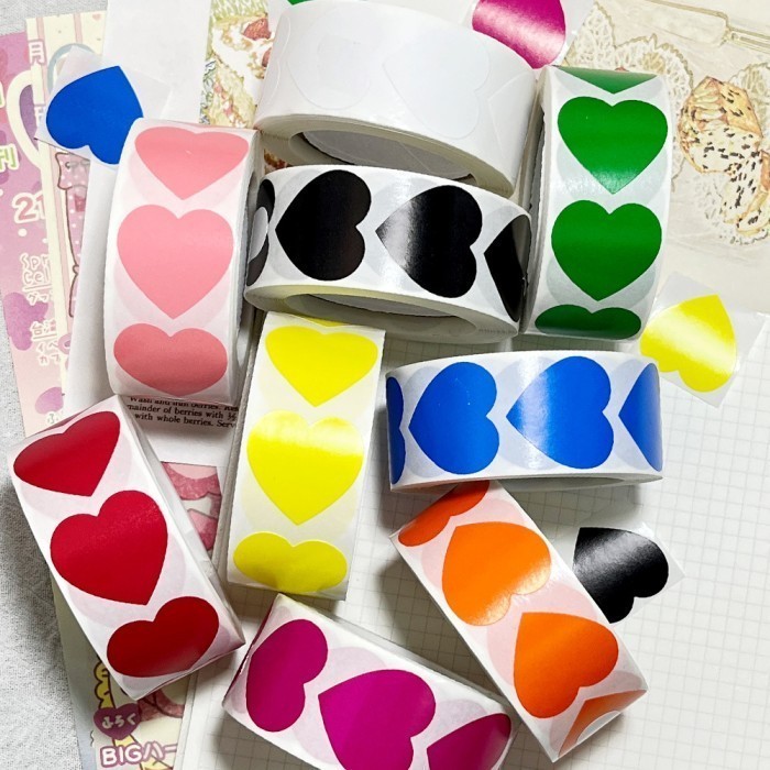 Jual Sticker Label LOVE Shape Dot Marker Warna 2,5 cm Stiker Polos ...