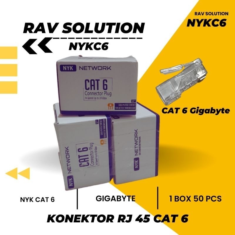 Jual KONEKTOR RJ45 CAT 6 NYK PER BOX 50 PCS | Shopee Indonesia