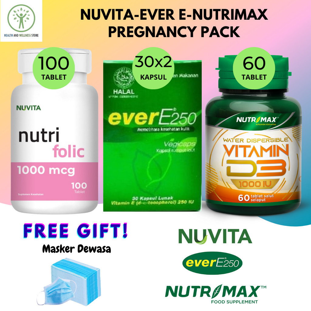 Jual Nuvita Nutri Folic 100 Tablet Nutrimax D3 1000 IU 60 Tablet Ever E ...