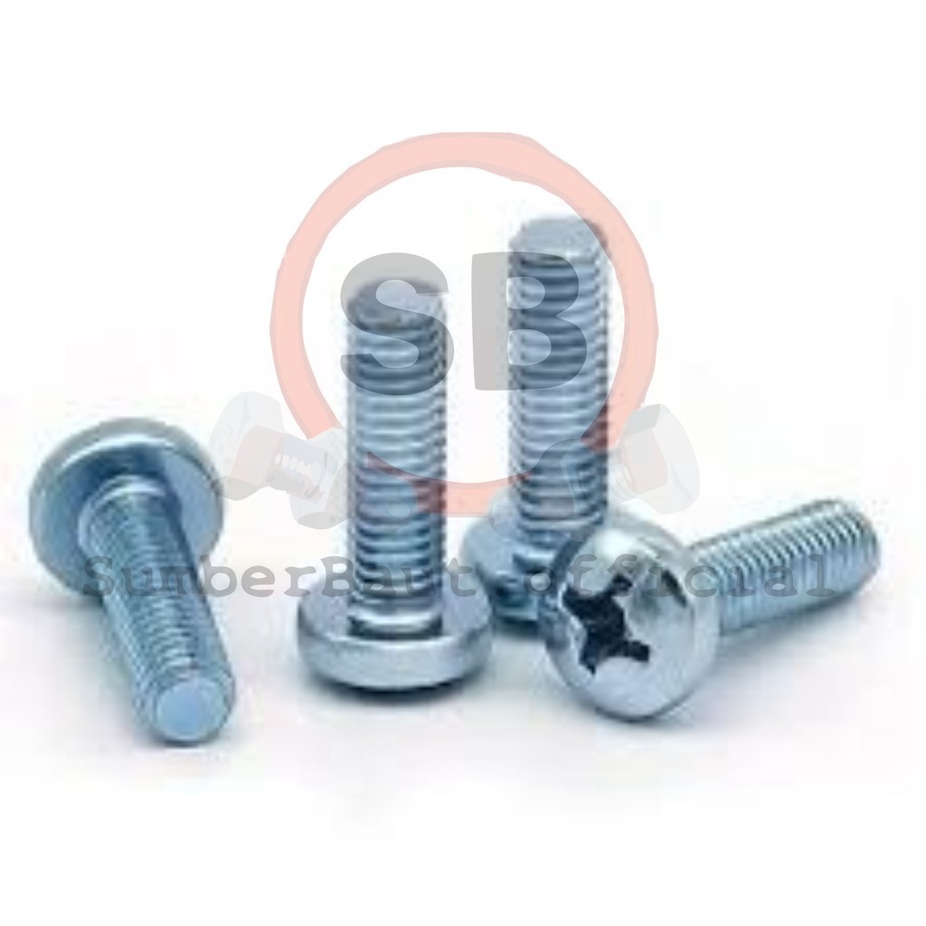 Jual Baut JP 5x65 Baut Kepala Obeng + Bulat Pan Head Galvanis M5 x 65 | Shopee Indonesia