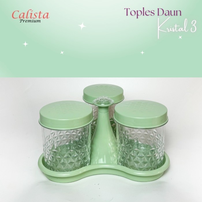 Jual Calista Toples Kristal Tiga Daun Toples Set Kue Lebaran 4 in 1 - Hijau | Shopee Indonesia