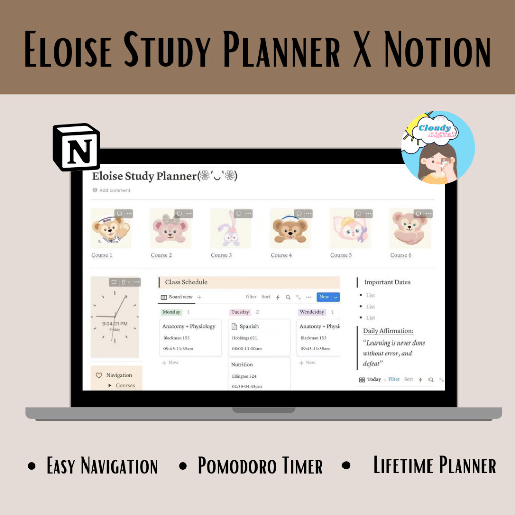 Jual Notion Study Planner lifetime --- Eloise Study Planner X Notion ...