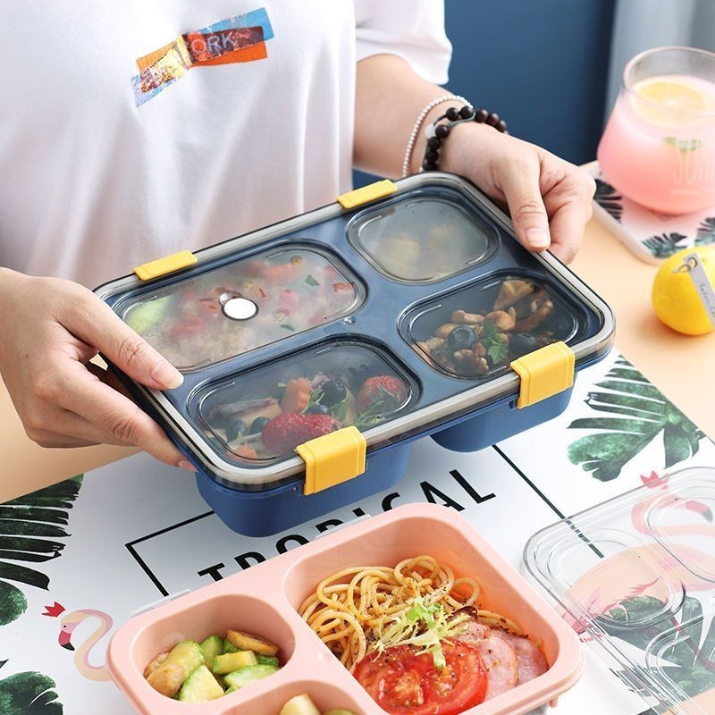 Jual Kotak bento 3 Grid lunch box/disegel kotak makan/tempat makan dan sendok1400/850ml | Shopee ...