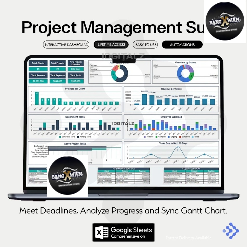 Jual [T0140] Project Management Suite - Template Dashboard untuk Kelola Efisiensi Proyek Project ...