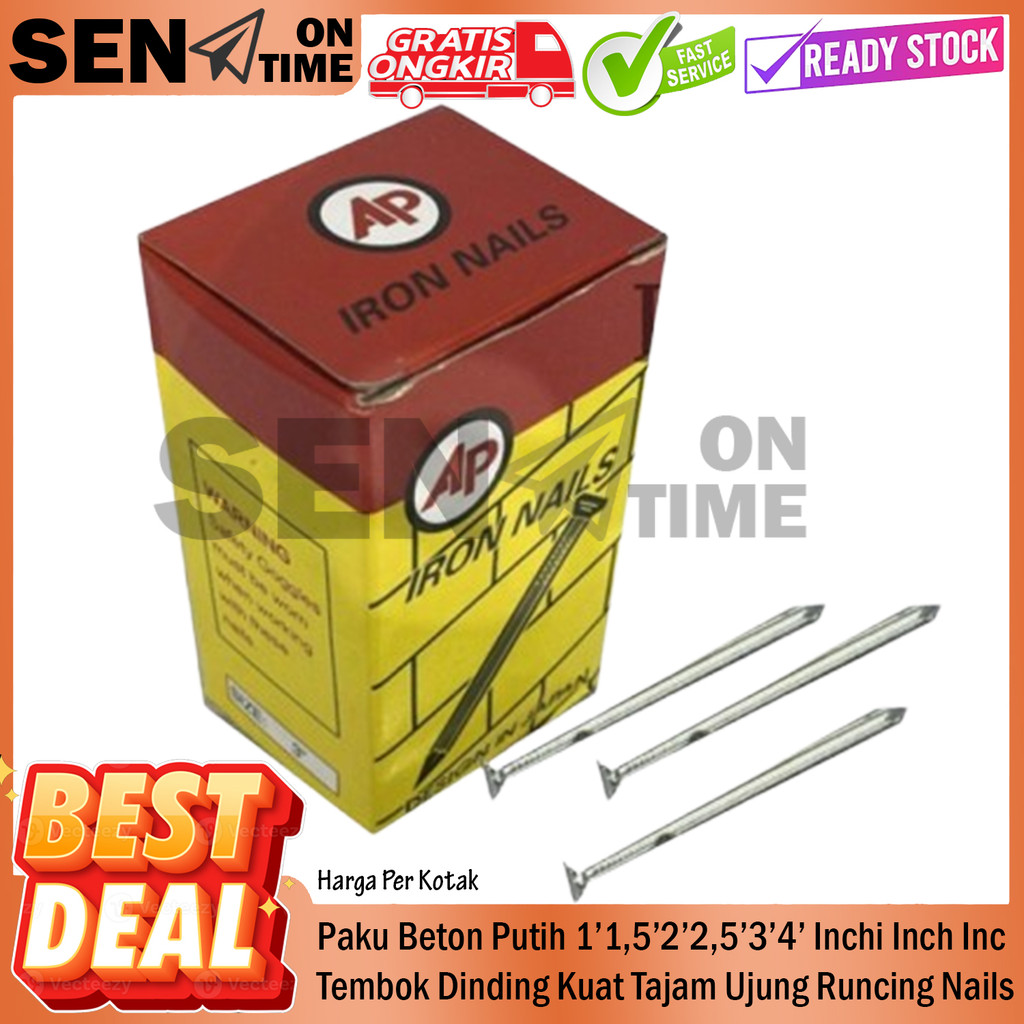 Jual Paku Beton AP Putih White Concrete Ukuran Uk 1" 1,5" 2" 2,5" 3" 4 ...