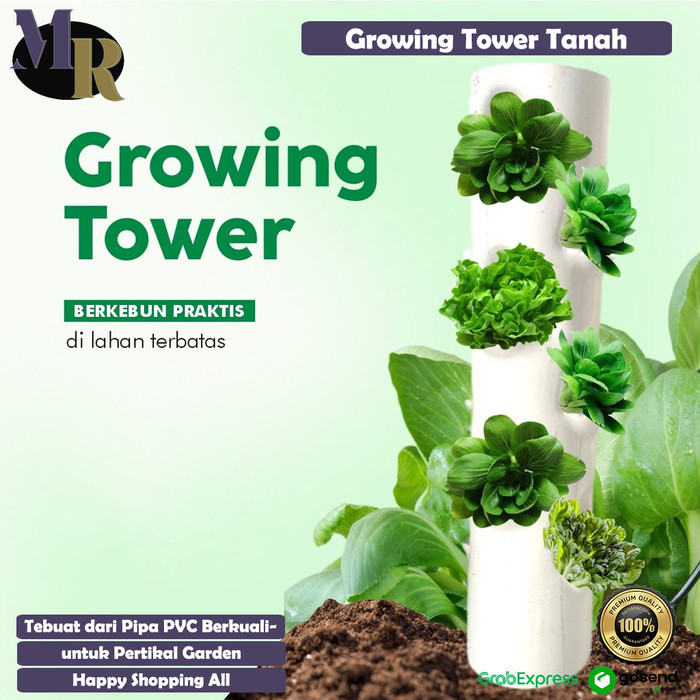 Jual Growing Tanah Tower Vertikultur Pot Tanaman Pipa Vertikal Garden ...