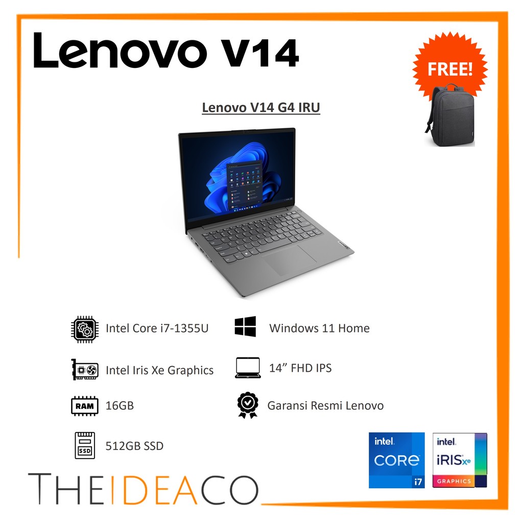Jual Lenovo V14 G4 IRU i7-1355U 16GB 512GB SSD Win11H + Office 2024 W2Y ...