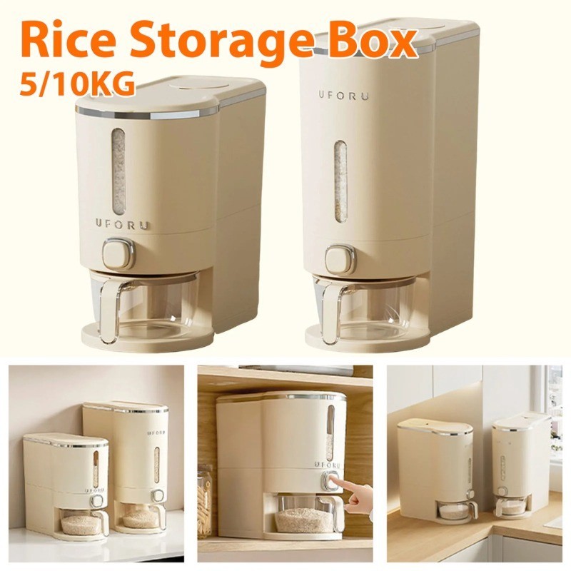 Jual 5/10KG Dispenser Beras Rice Storage Box Food Container Bucket ...