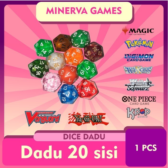 Jual Dice / dadu 20 sisi Pokemon, mtg, yugi, DND V2 Dual Color | Shopee ...