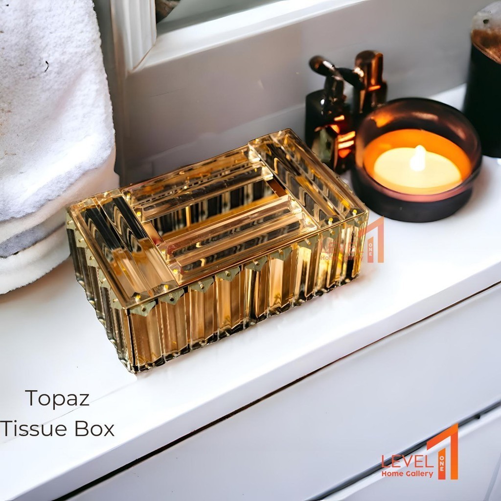Jual Topaz Blink kotak tissue make up kaca kristal gold premium mewah ...