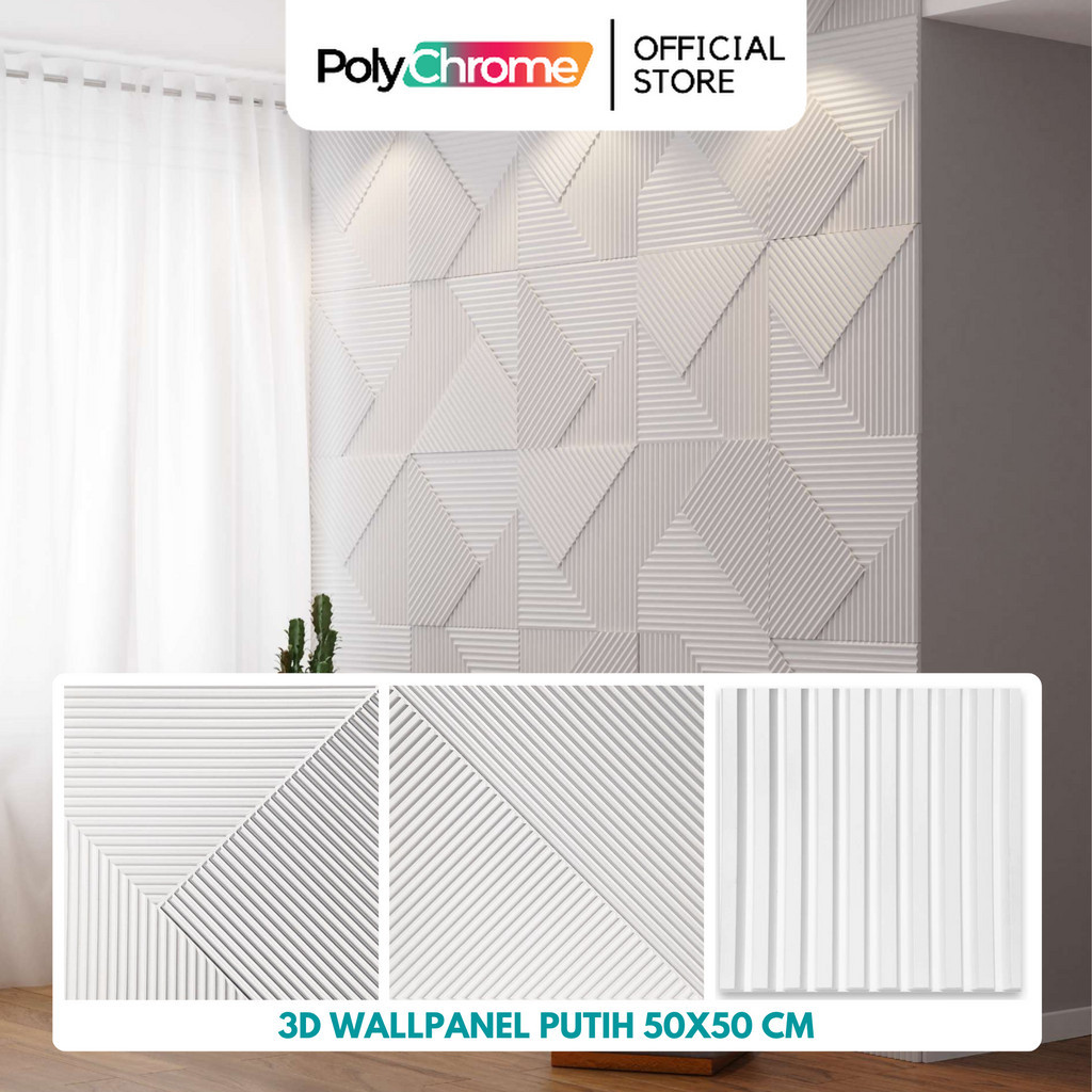 Jual 3D Wallpanel 50x50 cm Putih White Dinding PVC Solid Wallpaper ...