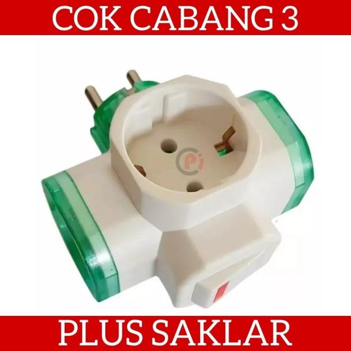 Jual Cok Cabang Steker Colokan Listrik Cabang 3 T + Saklar Arde ...